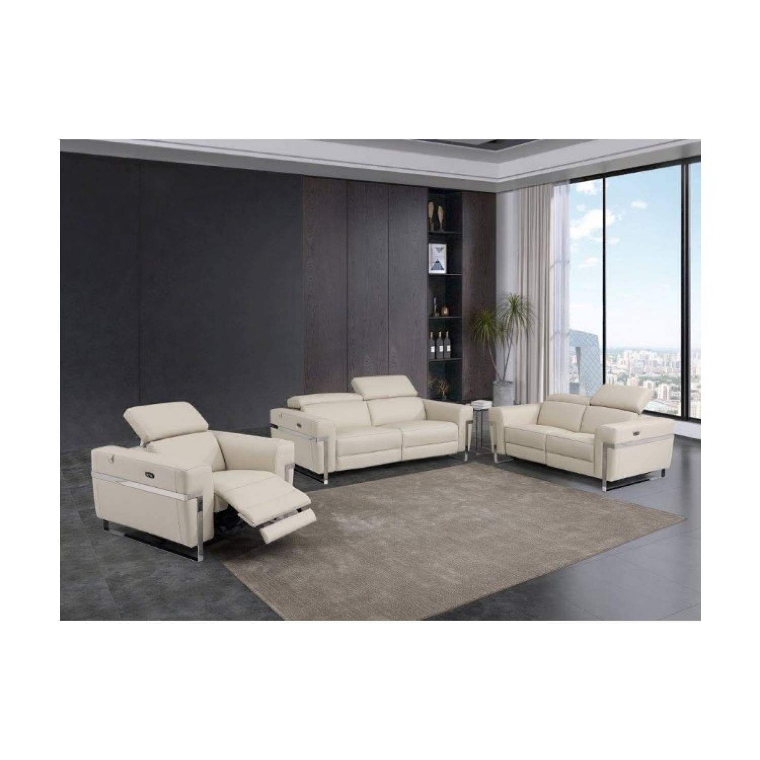 990-BEIGE-3PC Beige Power Reclining Sofa Set