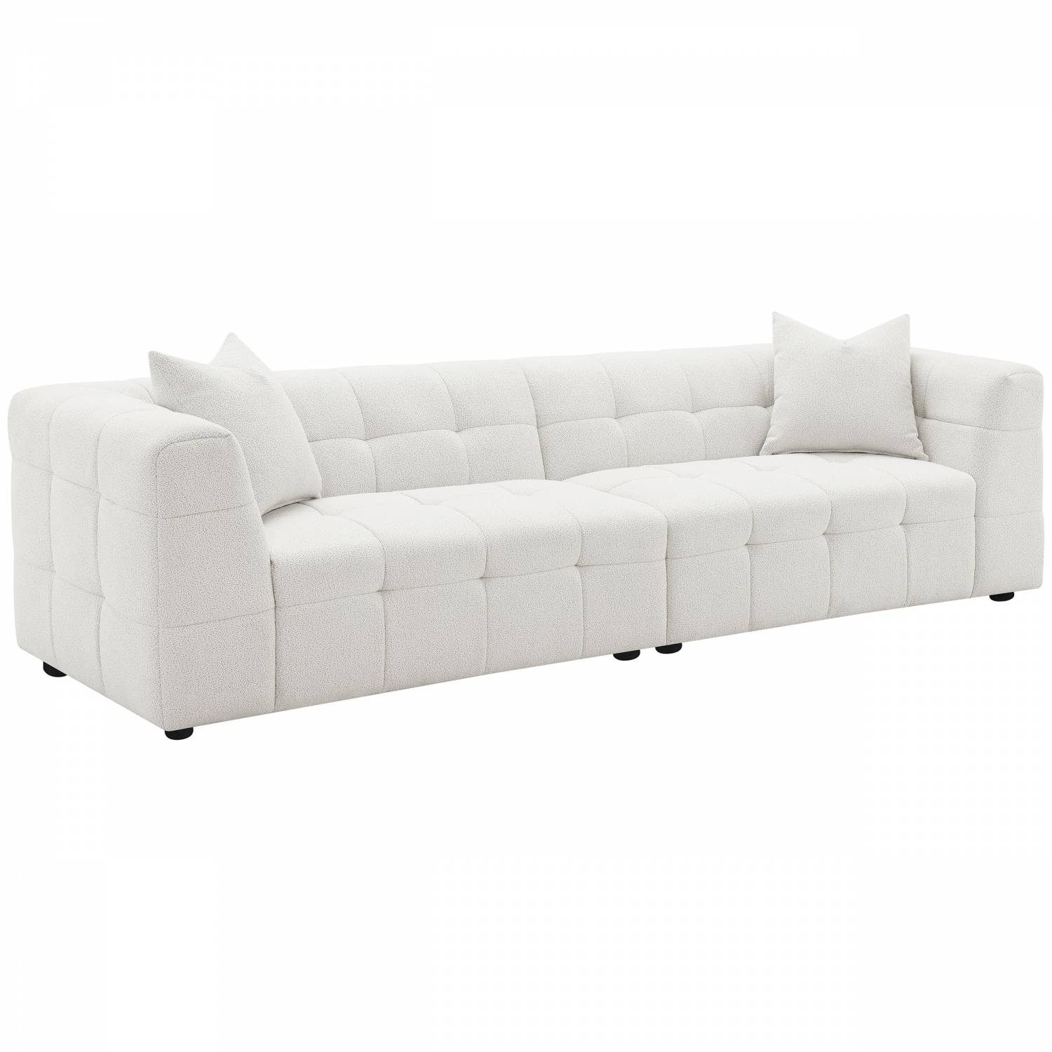 504850 Everly Boucle Upholstered Extra Long Sofa Off White