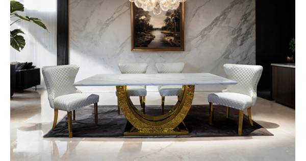 FM33003GD-T-TABLE-5PC1 5PC SETS Portanova Dining Table + 4 Chairs