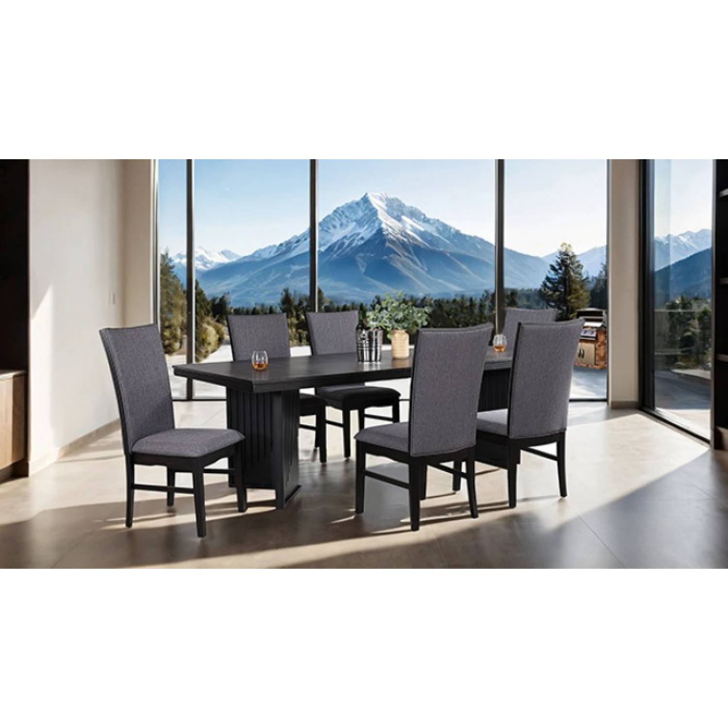 FM3231BK T TABLE 7PC 7PC SETS Easingwold Dining Table 6 Side Chairs