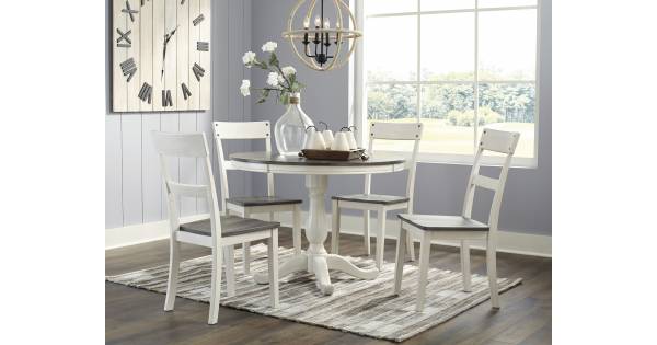 D287 Nelling 5PC SETS Round Dining Room Table + 4 Side Chairs