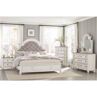 1624KW EKGr Baylesford Eastern King Bedroom Set Antique White Rub Through Finish