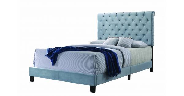 310041Q Warner Upholstered Queen Bed Slate Blue
