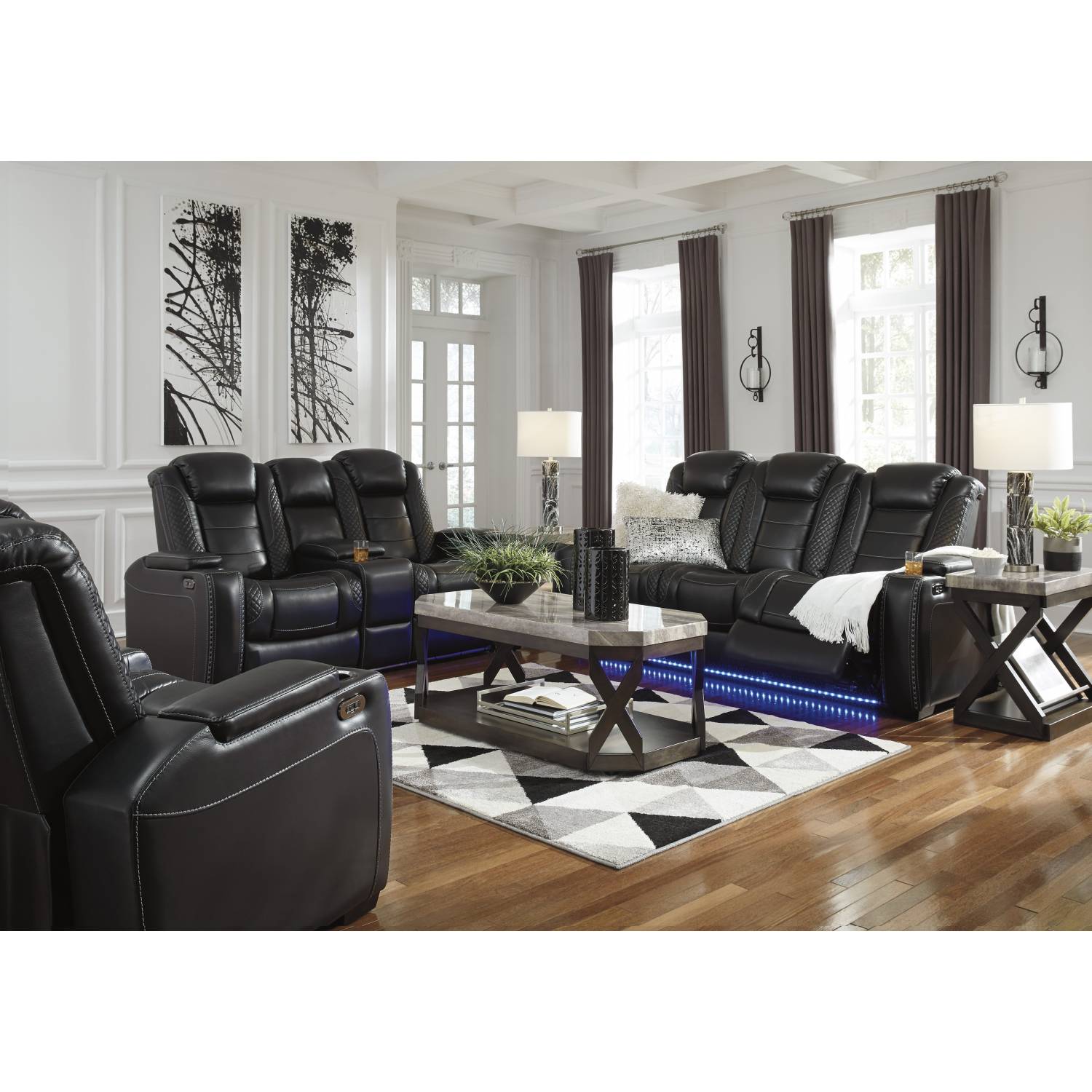 37003 Party Time 3PC SETS PWR REC Sofa with ADJ Headrest + PWR REC ...